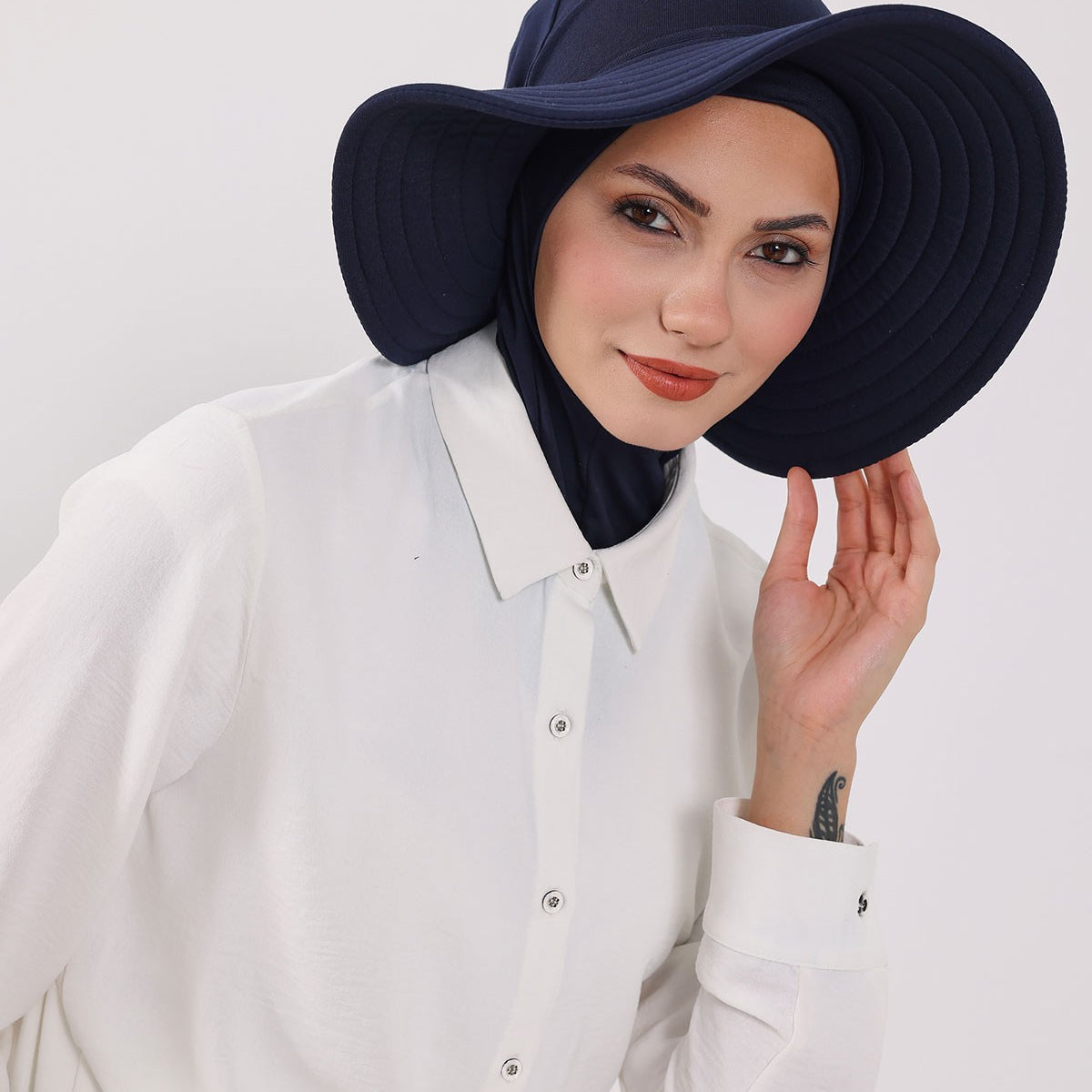 Modest Sun Protective Turban Bonnet with Removable Bow Brim for Women ...