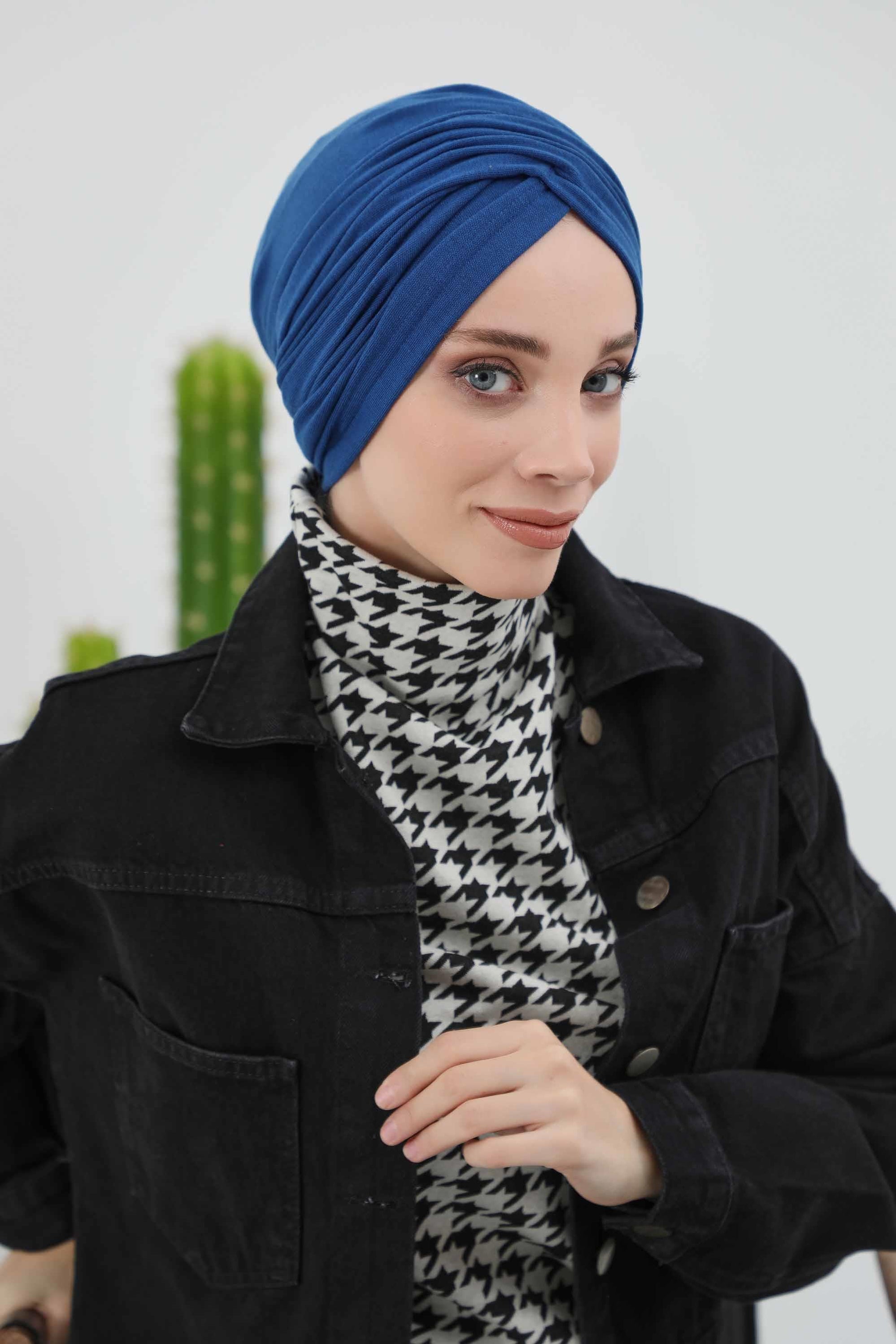 Instant Chiffon Shawl for Women with Cotton Bonnet Chiffon Turban Cap ...